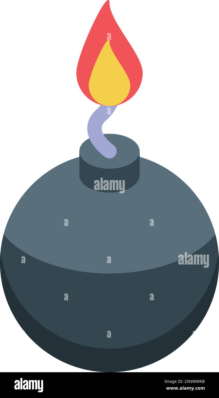 Round bomb burning with a short fuse in isometric view Stock Vector ...