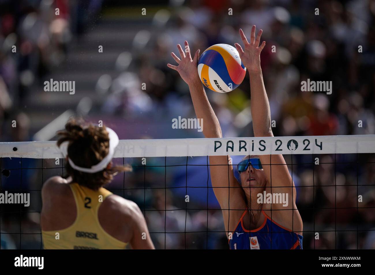 Netherlands' Katja Stam defends during the women's pool E beach ...