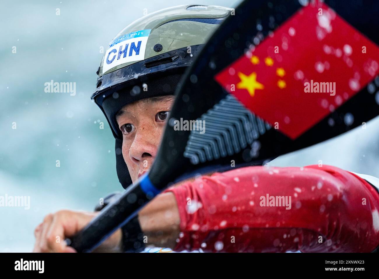 Xin Quan of China competes during Men's Kayak Cross Time Trial of the ...