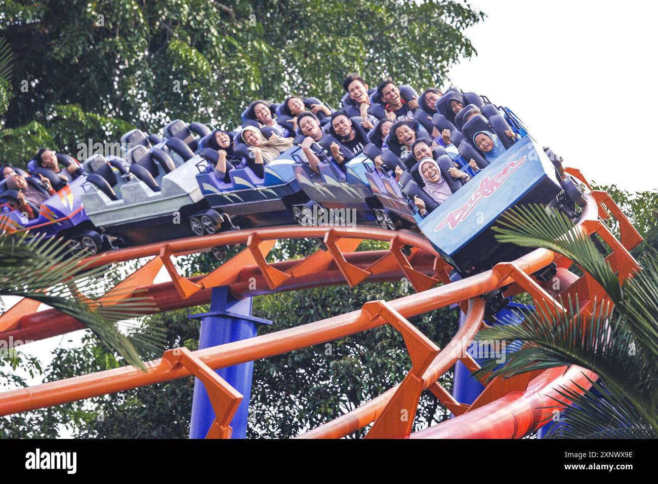 9 July 2017, Jakarta, Indonesia, South East Asia, People rides roller coaster at Dunia Fantasy ...