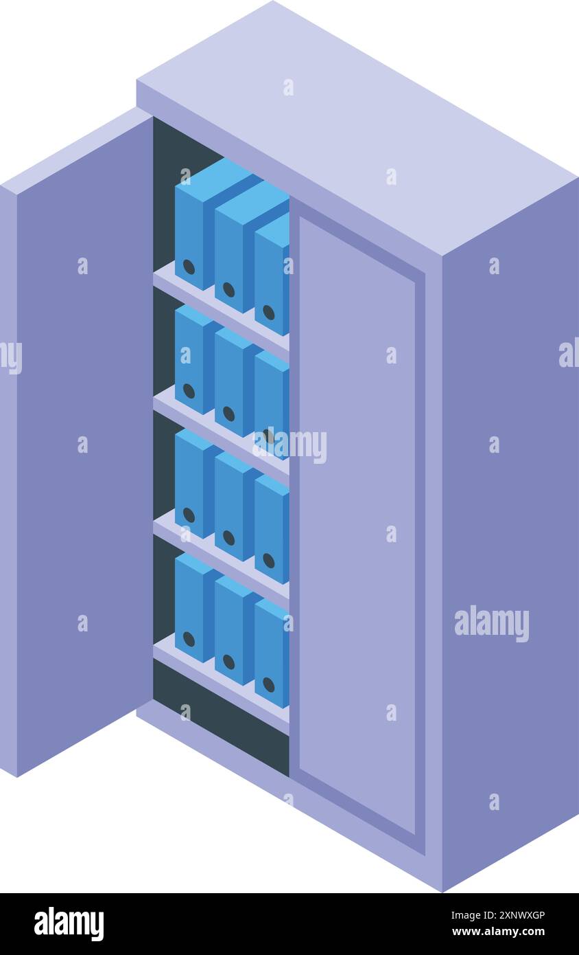 Office cabinet with many shelves is storing accounting files and ...