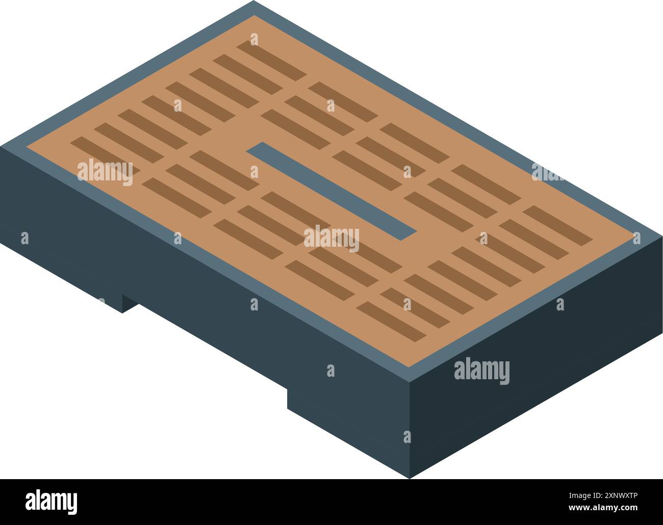 Drainage system isometric with water flowing through grate into sewer ...