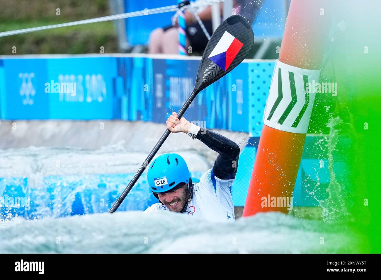 Lukas Rohan of Czechia competes during Men's Kayak Cross Time Trial of ...