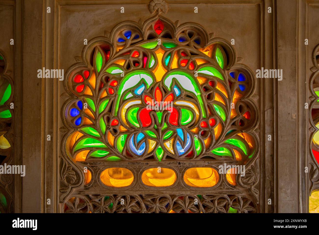 Stained Glass Window in the City Palace, Udaipur, Rajasthan, India ...