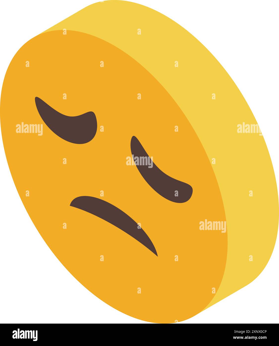 Yellow emoji is showing sadness with a downcast mouth and eyes Stock ...