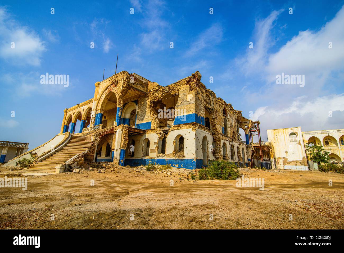 Old presidential palace destroyed during the war, Massawa, Eritrea ...