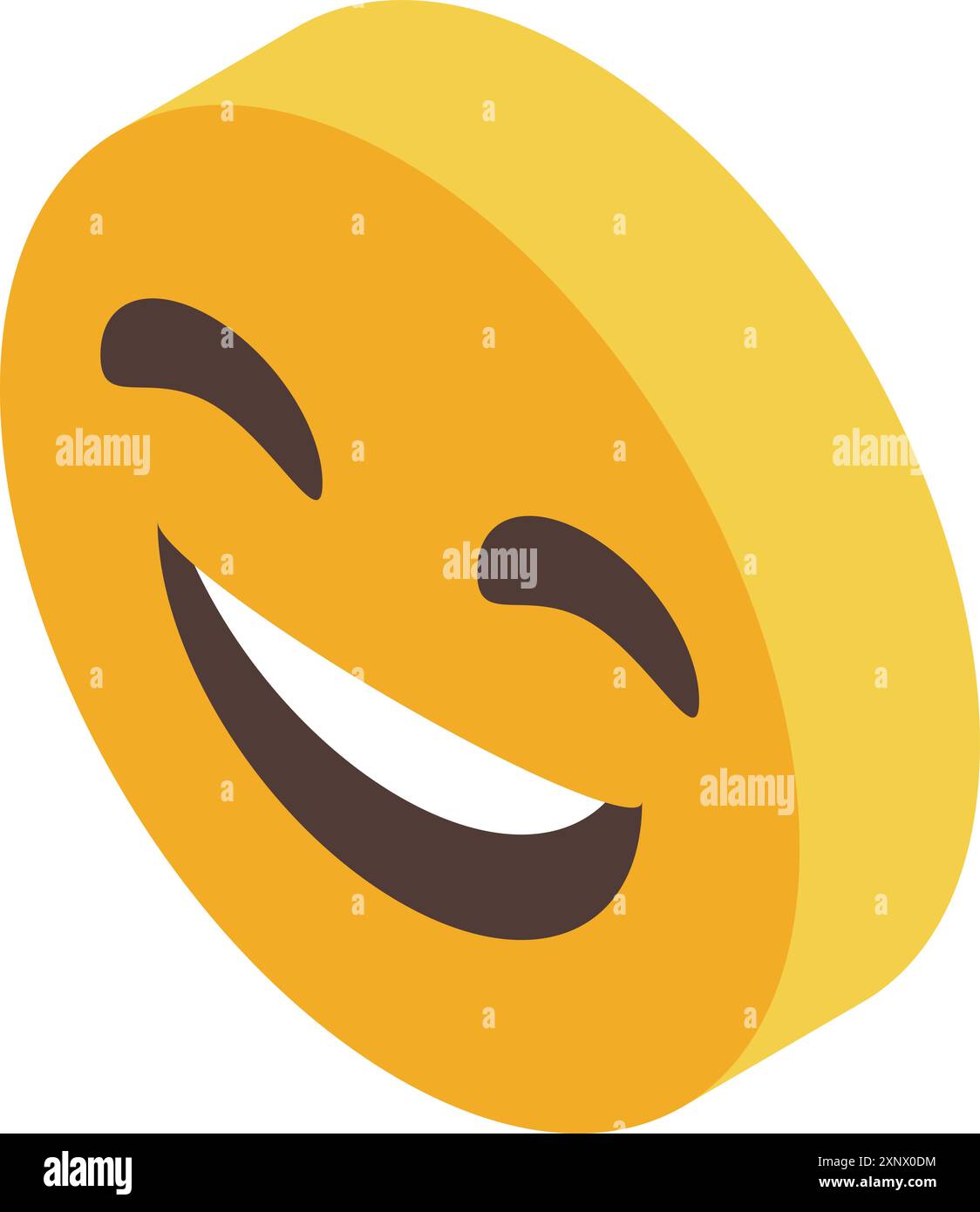 Yellow emoji showing teeth while winking and smiling isometric icon ...
