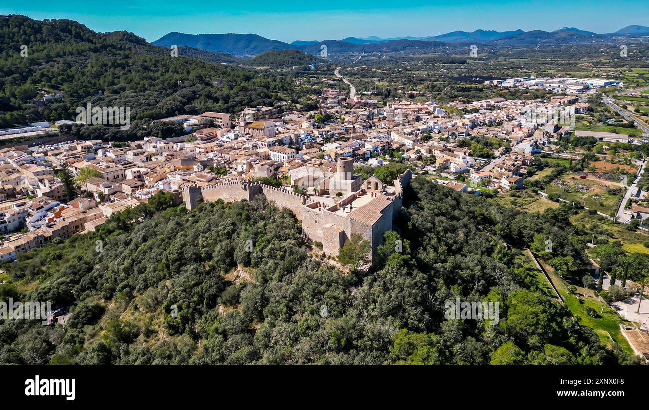 Aerial of the Castell de Capdepera, Mallorca, Balearic islands, Spain ...