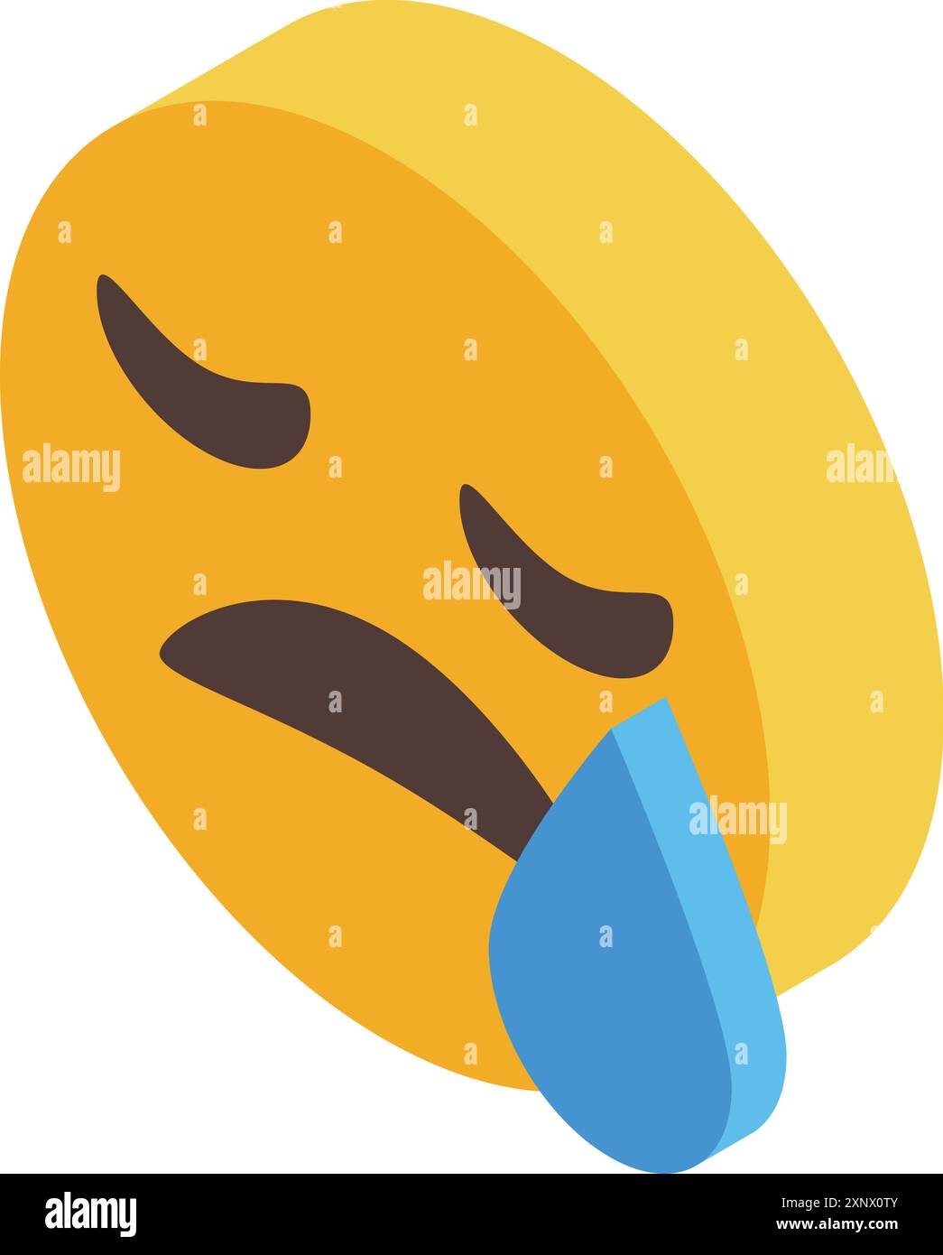 Yellow emoji with closed eyes shedding a tear expressing sadness and ...