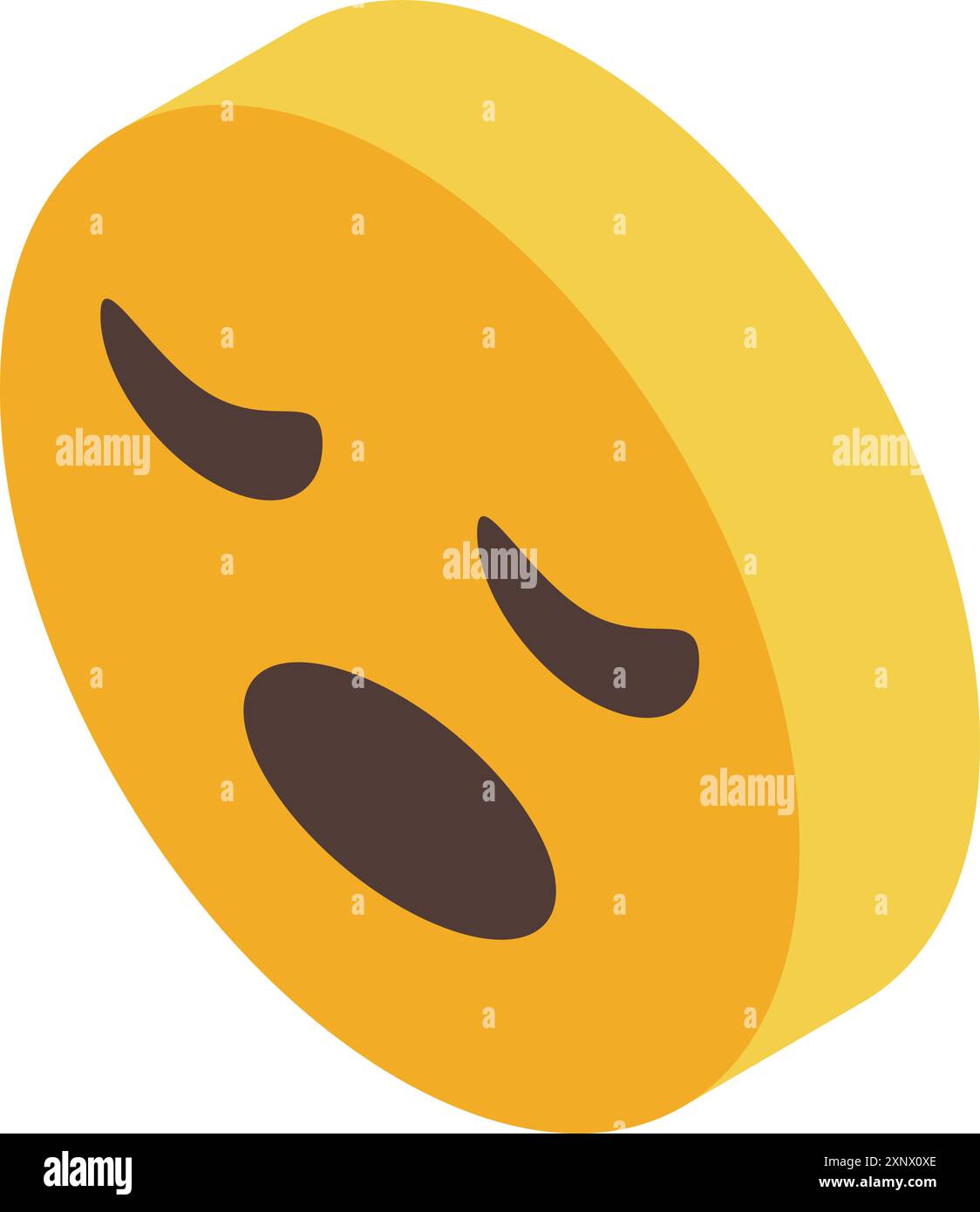 Round emoticon expressing boredom with tired eyes and open mouth Stock ...