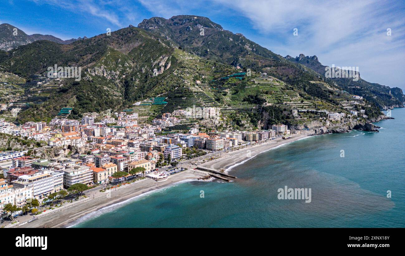 Aerial of Maiori, The Amalfi Coast, UNESCO World Heritage Site ...