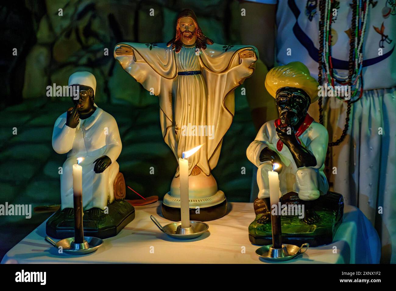 Religious altar with images representing the entities, deities and ...