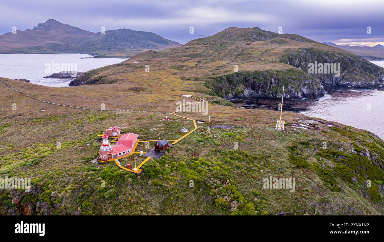 Aerial of Cape Horn, southern most point in South America, Hornos ...