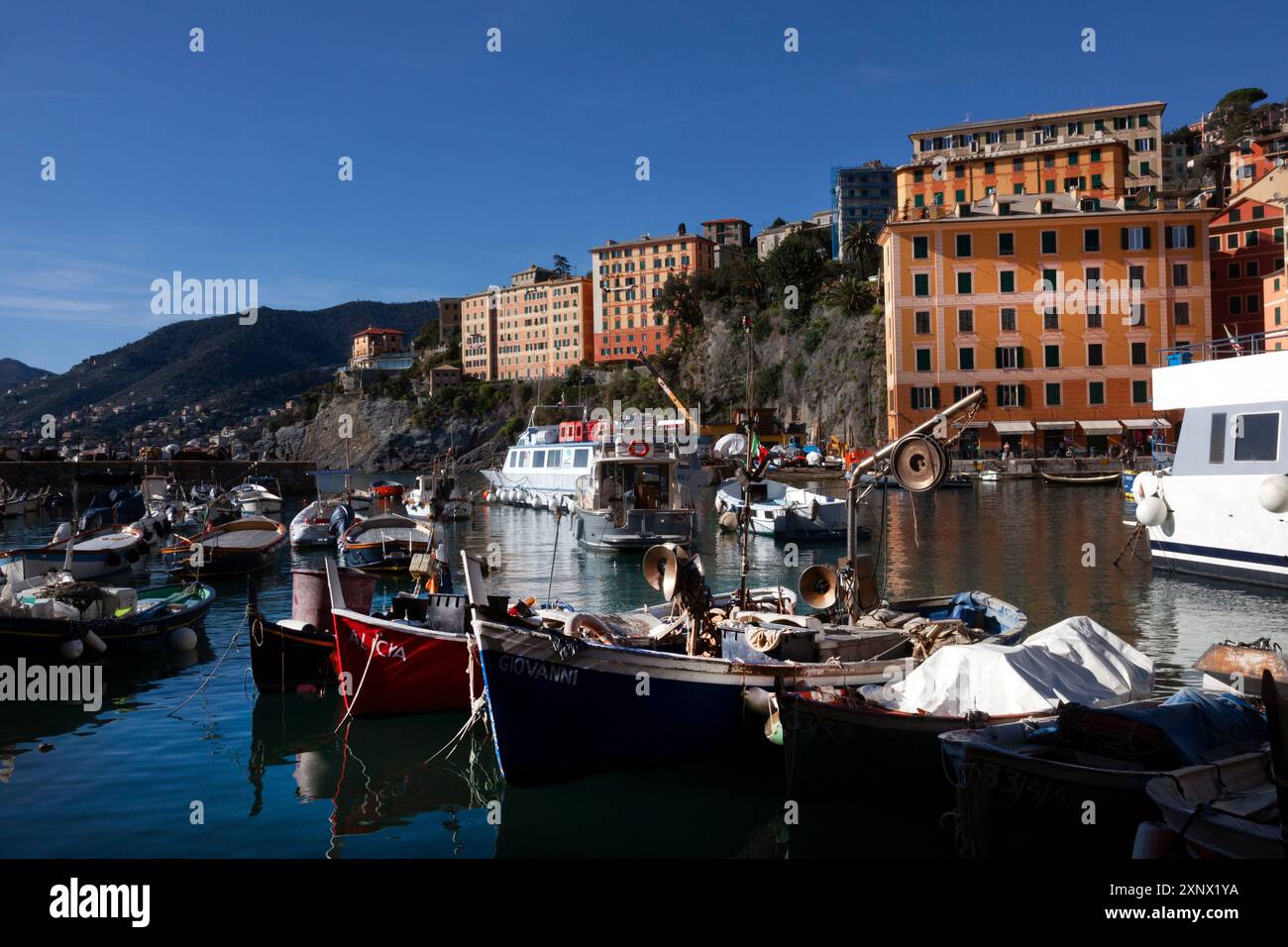 Camogli, a fishing village and tourist resort located on the west side ...