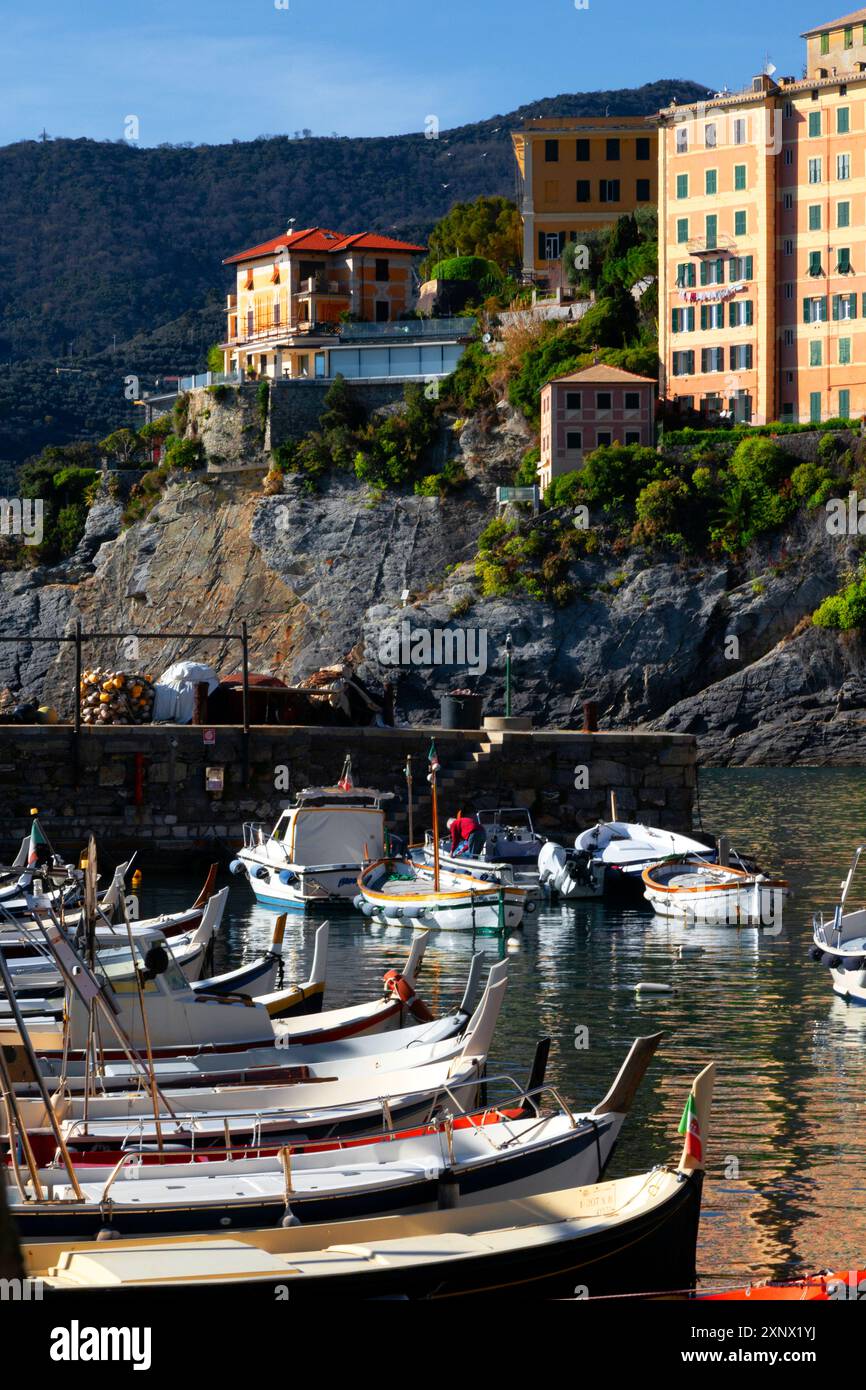 Camogli, a fishing village and tourist resort located on the west side ...