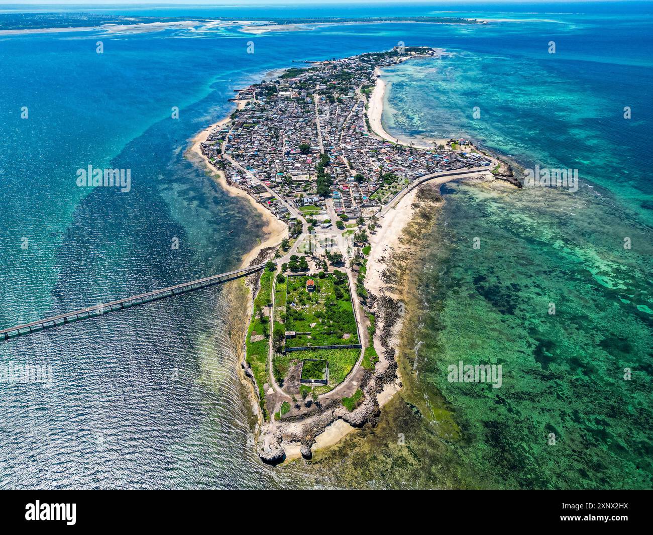 Aerial of the Island of Mozambique, UNESCO World Heritage Site ...