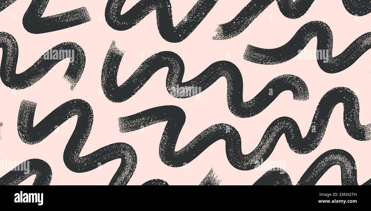 Bold wavy grunge lines. Horizontal black hand drawn brush strokes ...