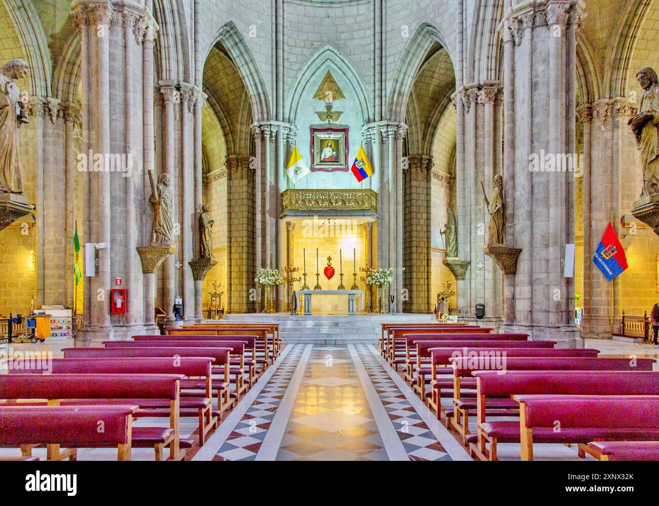 The nave of The Basilica del Voto Nacional, a Catholic Cathedral, begun ...