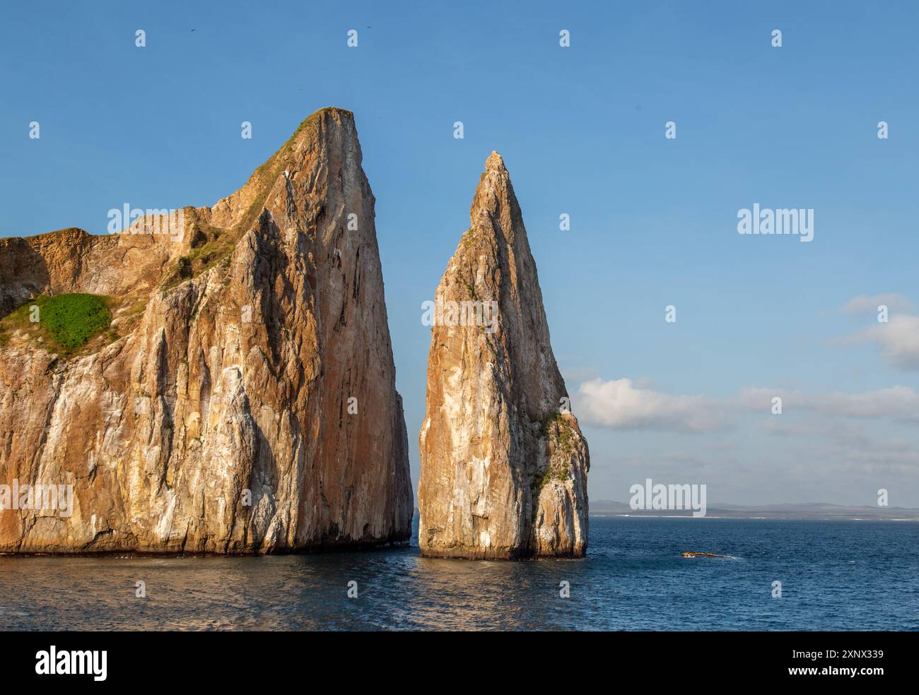 Kicker Rock, a volcanic formation near the island of San Cristobal, a ...