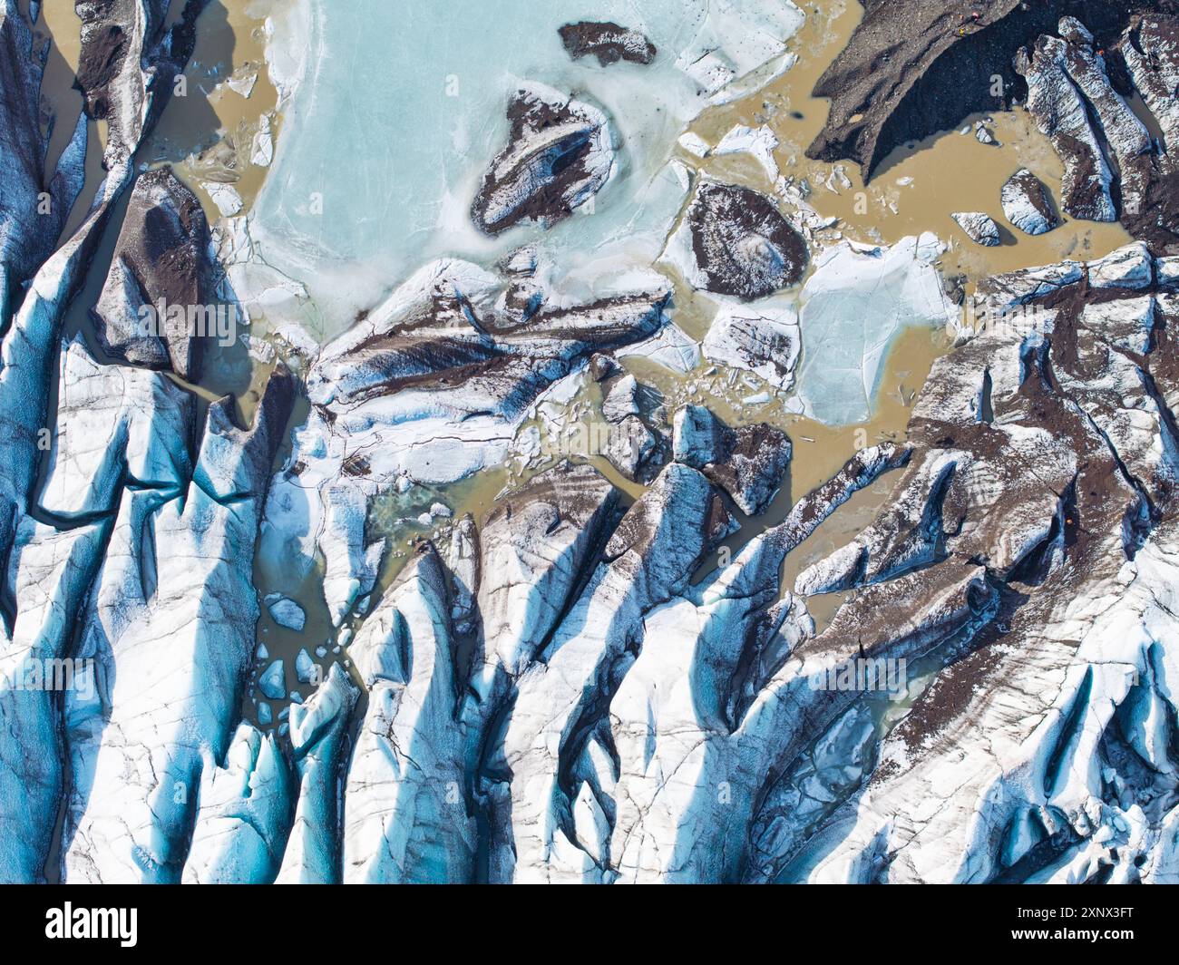 Aerial drone view of particular ice textures formed in the ...