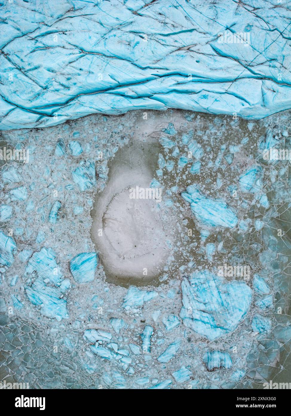 Aerial drone view of particular ice textures formed in the ...