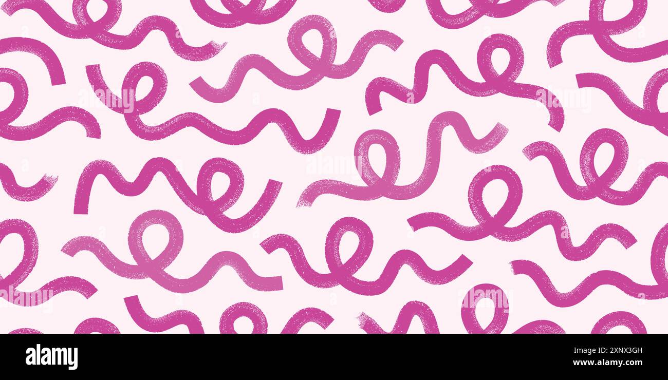 Pink paint brush strokes vector seamless pattern. Hand drawn thick bold ...