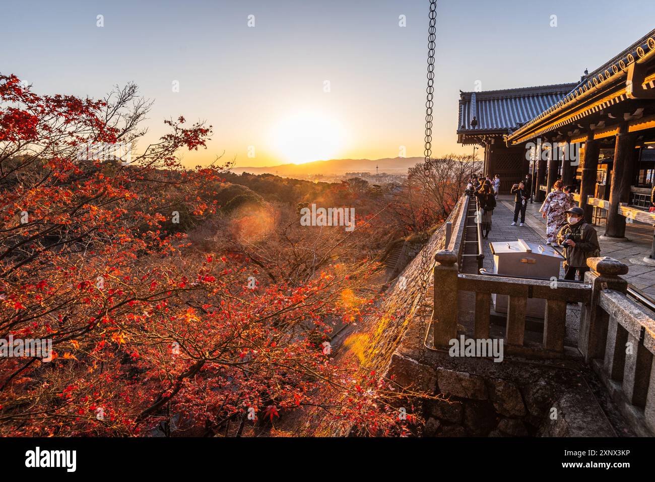 Kiyomizu Temple (Kiyomizu-dera) in the evening sunset and autumnal ...