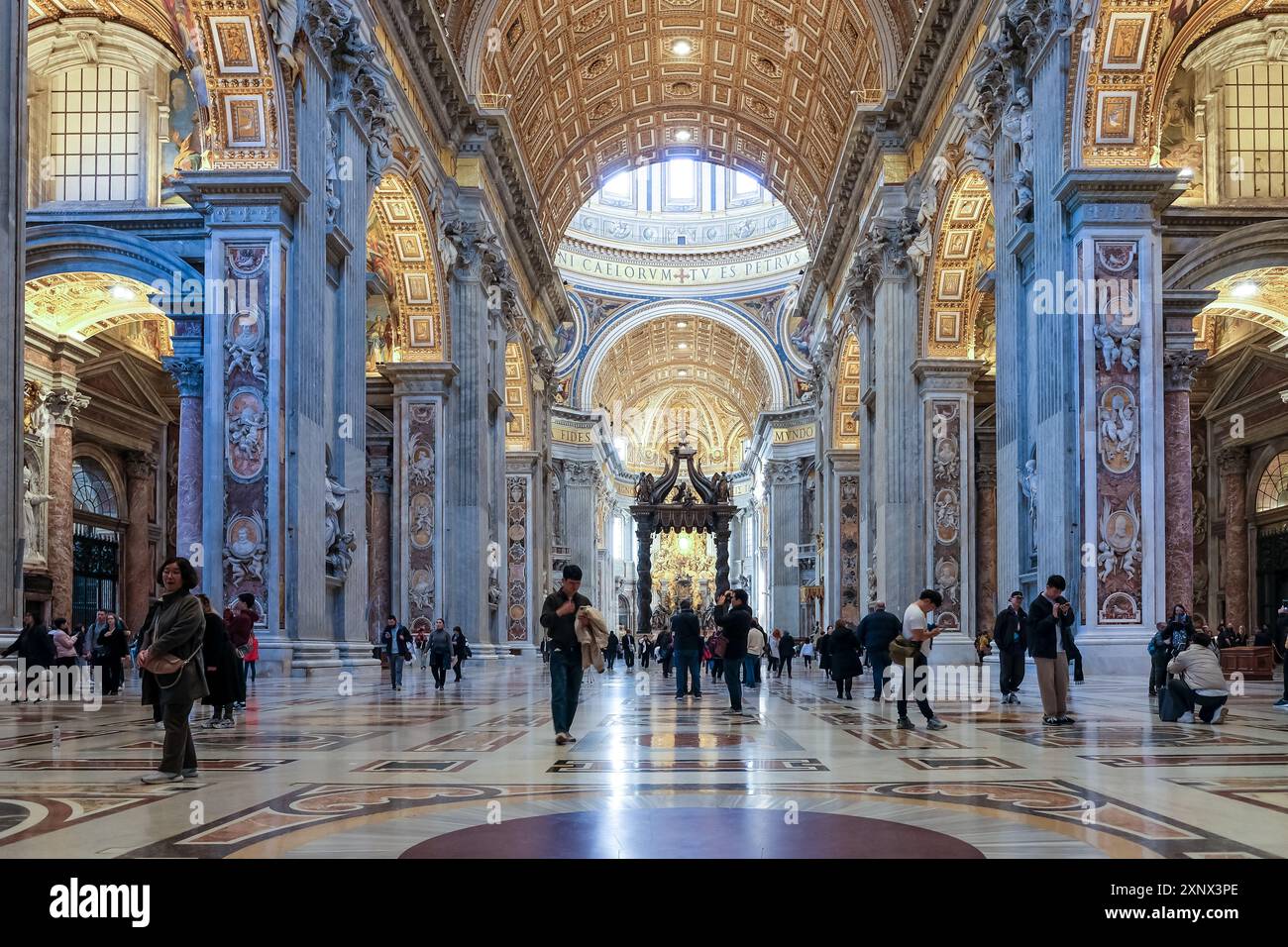 Architectural detail of the central nave of Saint Peter's Basilica in ...