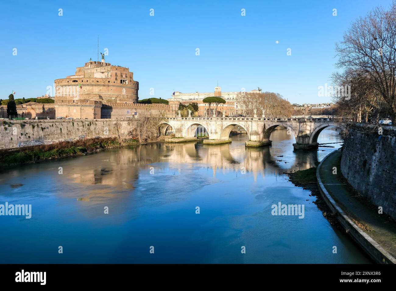 Cityscape of Rome featuring the Mausoleum of Hadrian in Parco Adriano ...