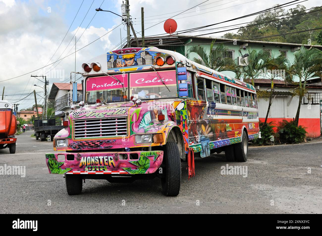 Diablo Rojo (Red Devil) bus in Panama, Portobelo, Republic of Panama ...
