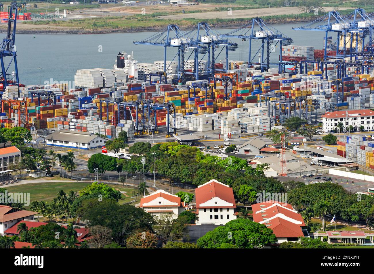 Port of the Canal seen from Ancon Hill, Panama City, Republic of Panama ...
