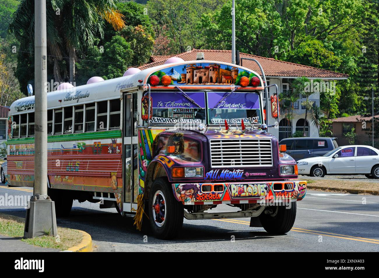 Diablo Rojo (Red Devil) bus in Panama, Panama City, Republic of Panama ...