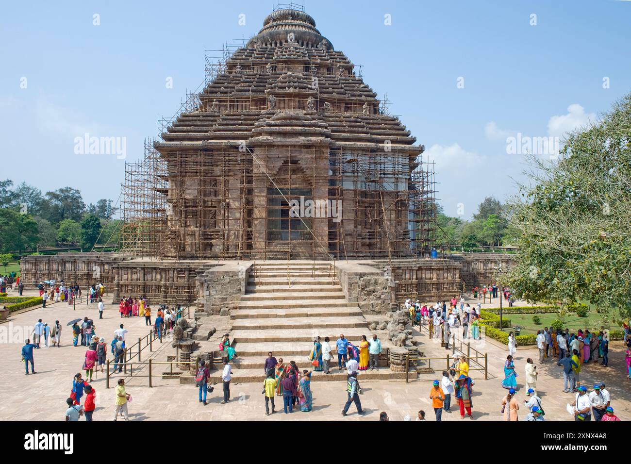 Pilgrims at east sunrise-facing entrance to mid 13th century Sun Temple ...