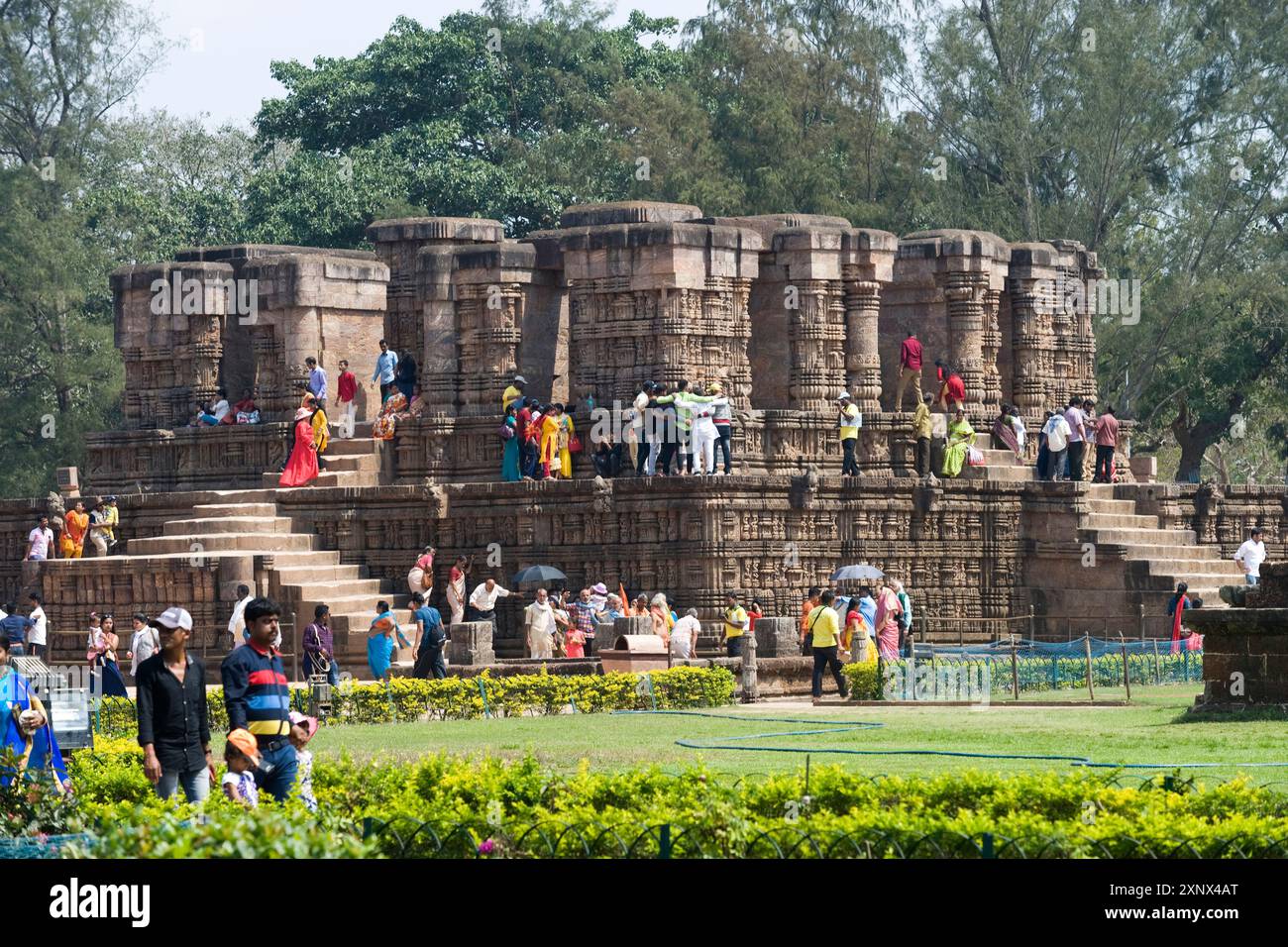 Pilgrims at east sunrise-facing entrance to mid 13th century Sun Temple ...