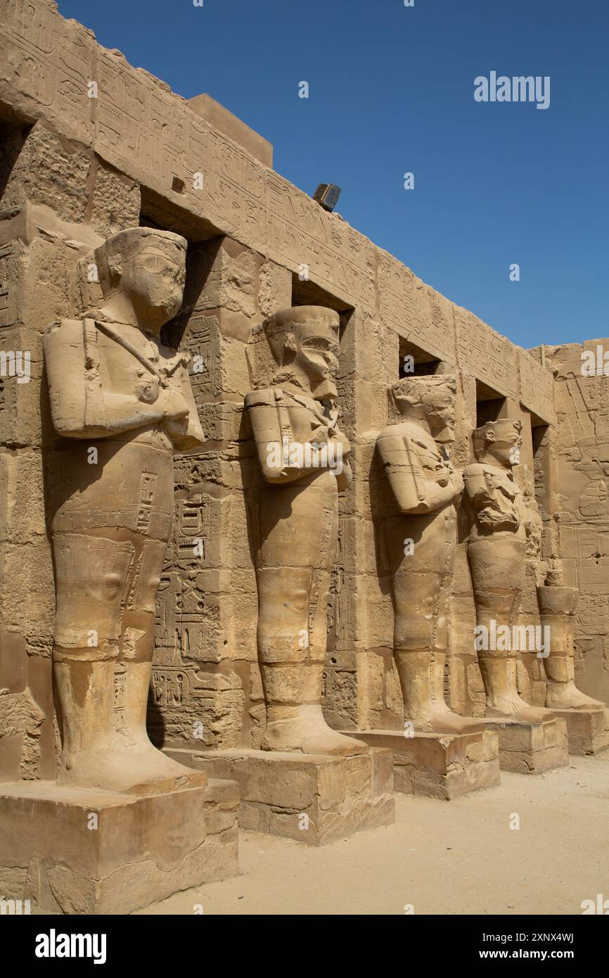 Statues of Rameses III as Osiris, Temple of Rameses III, Karnak Temple ...