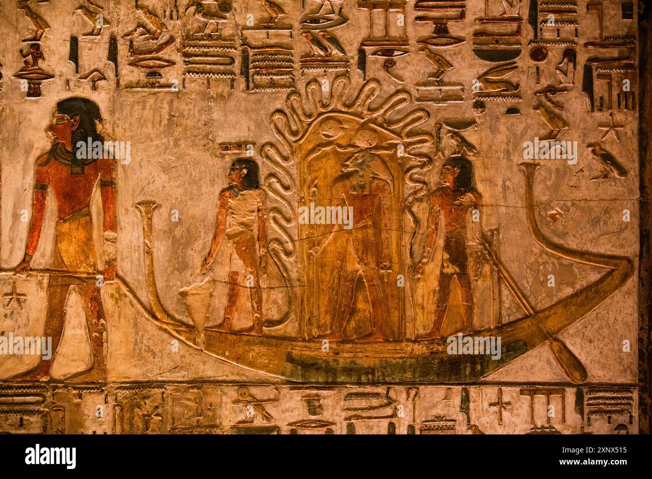 Bas Relief of Boat, Tomb of Seti I, KV17, Valley of the Kings, Ancient ...