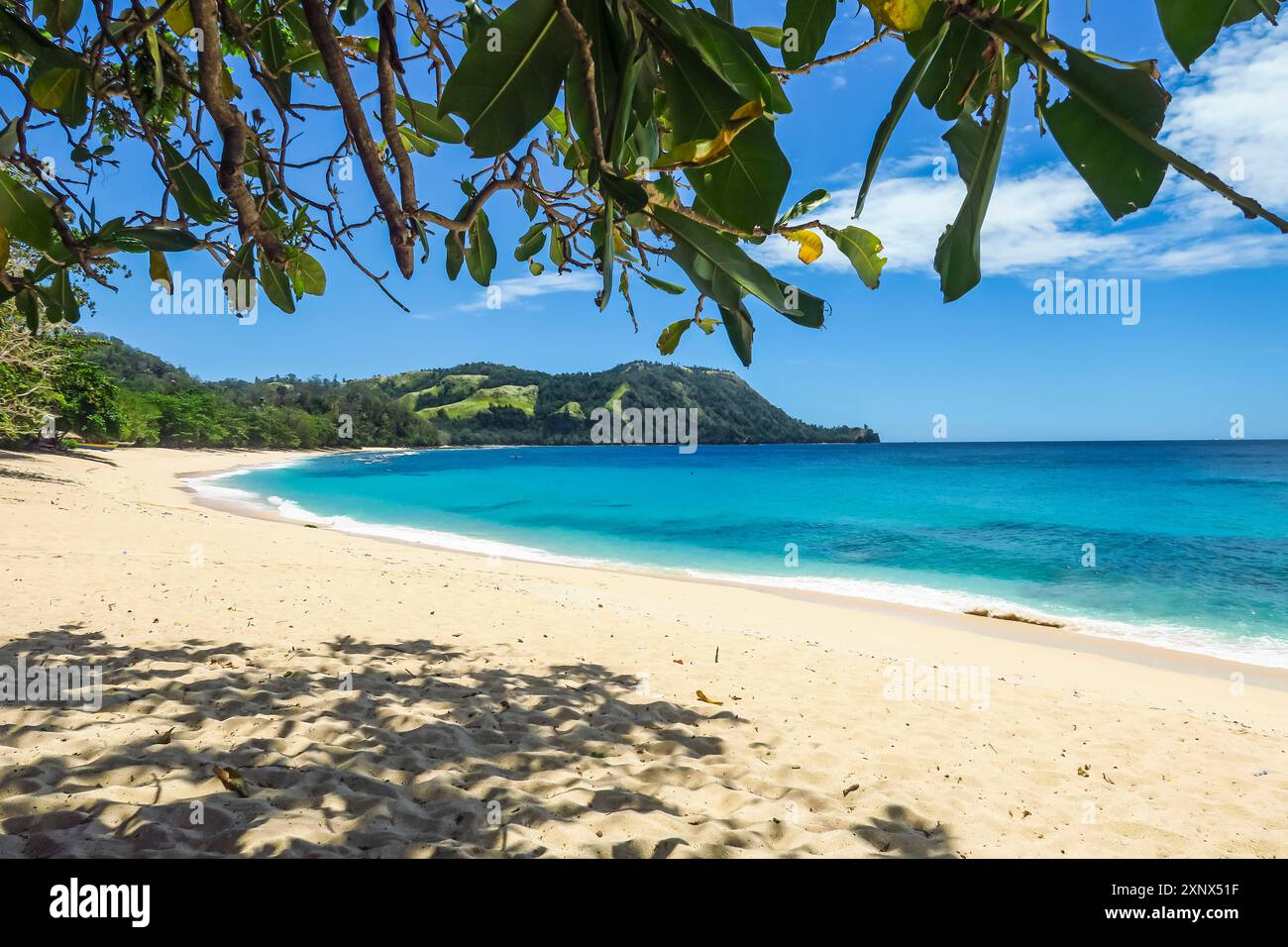 Kinunang white sand beach and the headland at beautiful Pulisan Resort ...