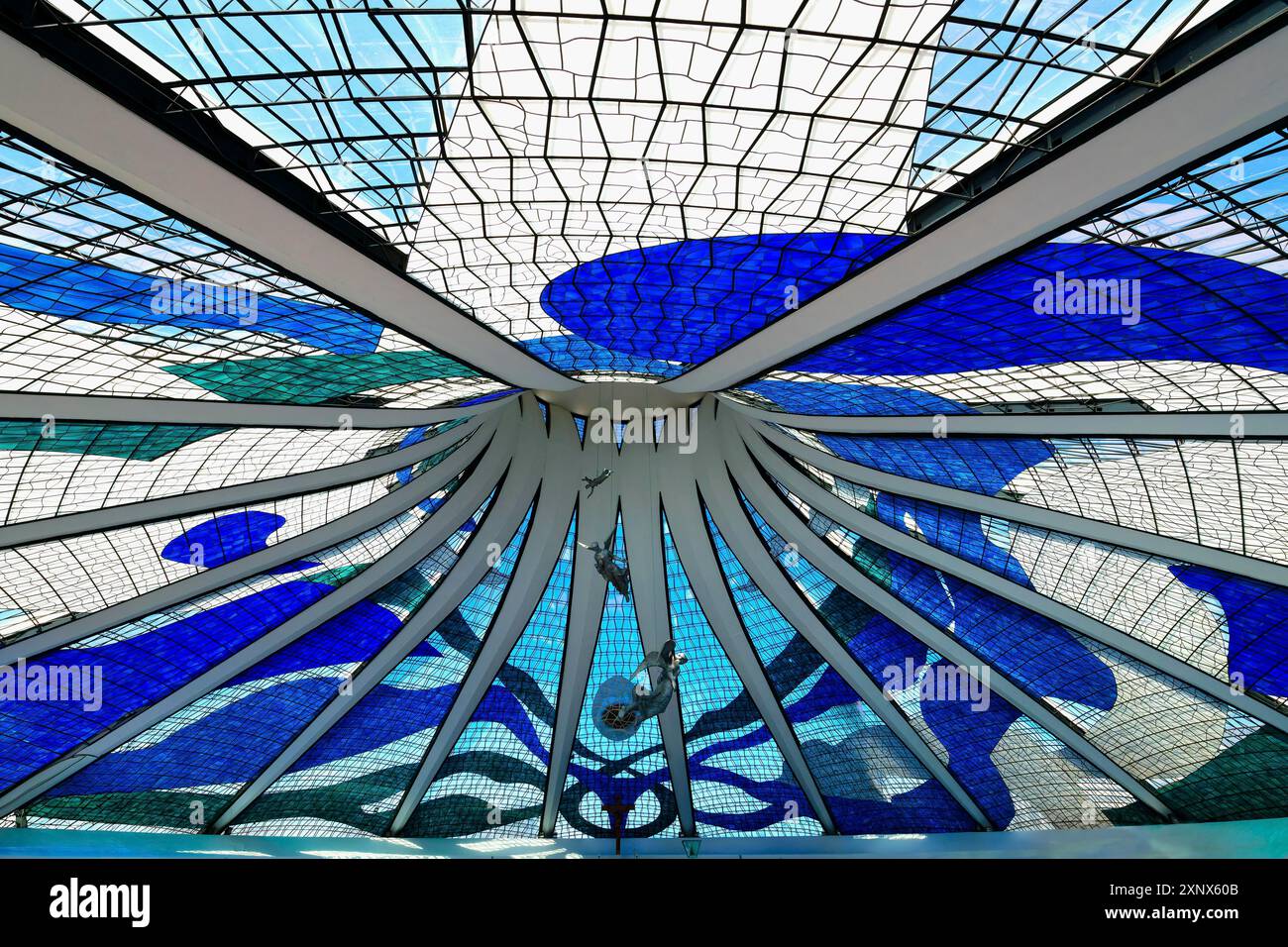 Angels hanging from the stained-glass ceiling, Roman Cathedral of ...