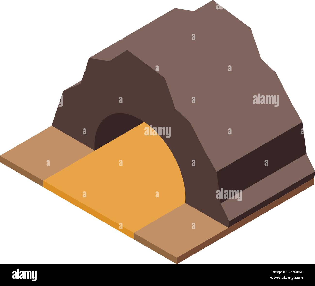 Illustration of a mining tunnel crossing under a rock formation ...