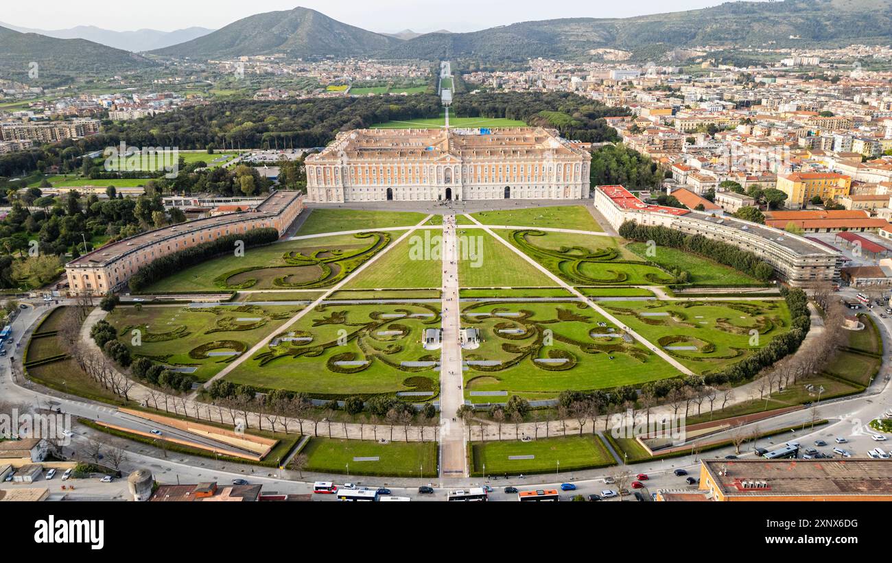 Aerial of the Reggia di Caserta Royal Palace of Caserta, UNESCO World ...