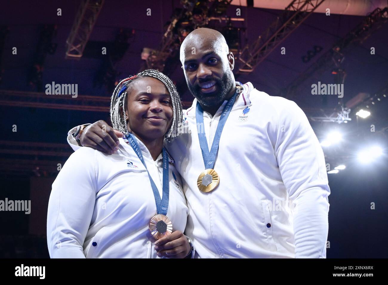 Teddy Riner ( FRA ) Gold medal and Romane Dicko (FRA ) Bronze medal ...
