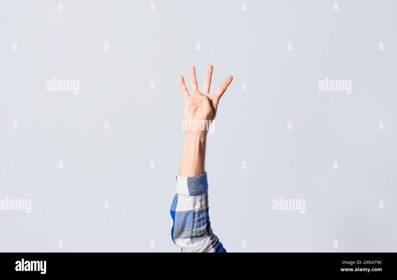 Number FOUR in sign language. Fingers counting the number FOUR in sign ...