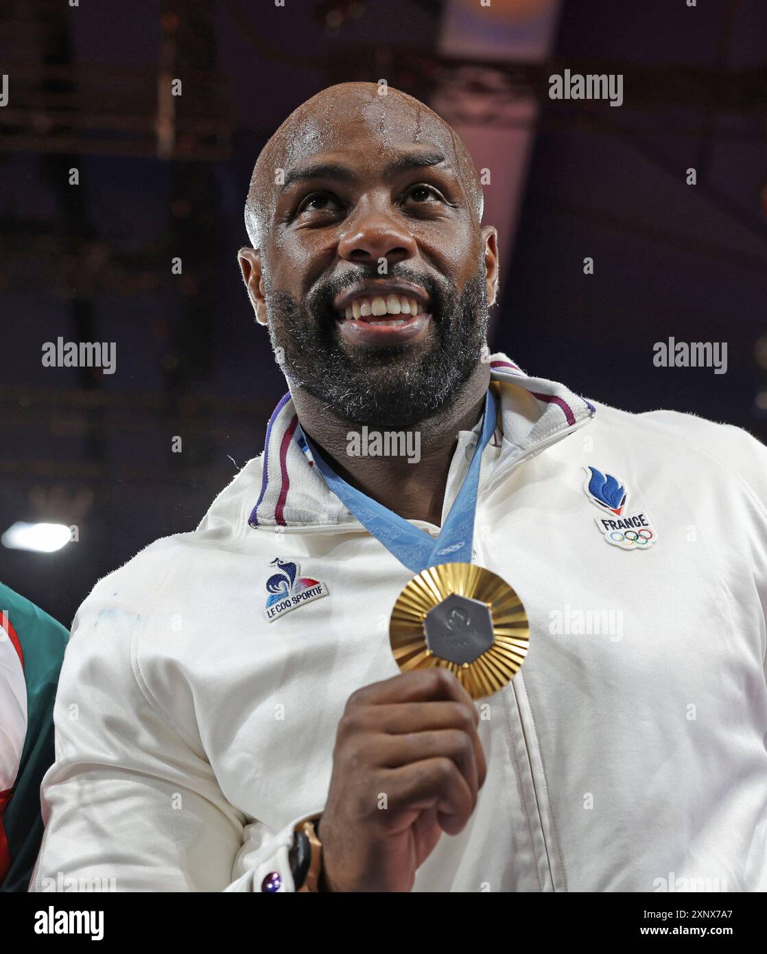 France's RINER Teddy, the gold medalist, poses for a photo after ...