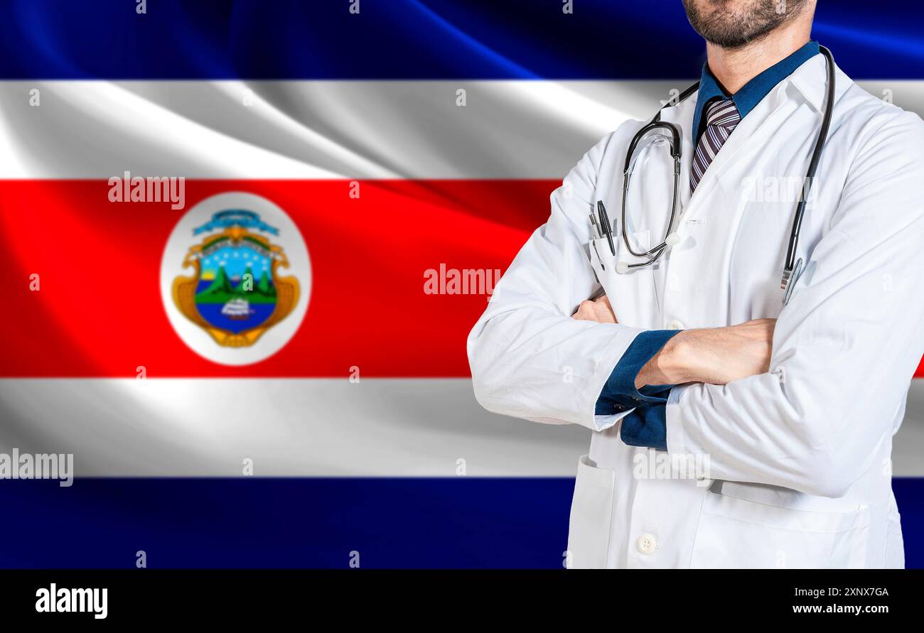 Health and care with flag of Costa Rica. Costa Rica national health ...