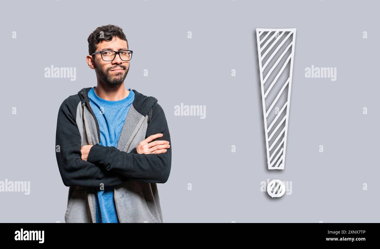 Thoughtful person looking straight ahead with exclamation mark, Pensive ...