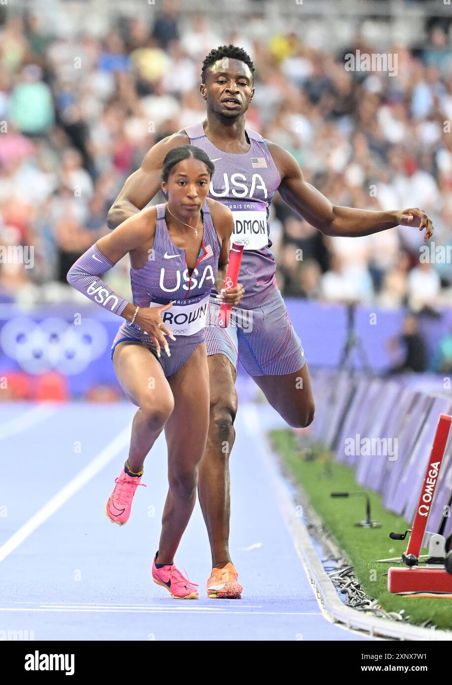 Paris, France. 2nd Aug, 2024. Kaylyn Brown (front) and Bryce Deadmon of ...