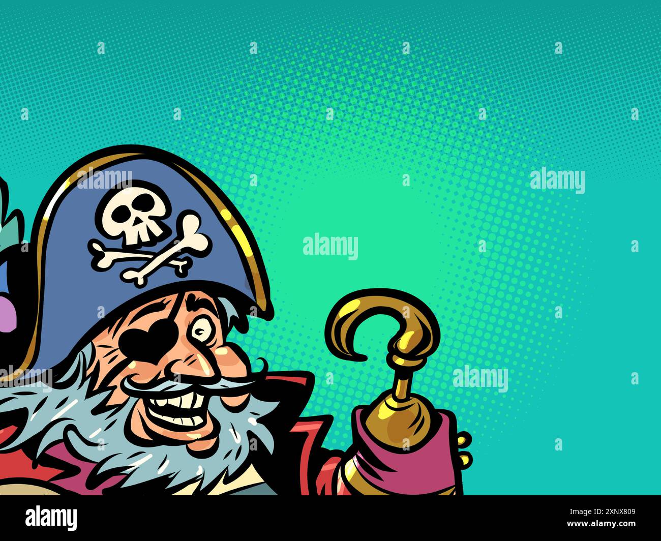 Happy pirate face with headband, hat and hook. An entertaining program for children with ...