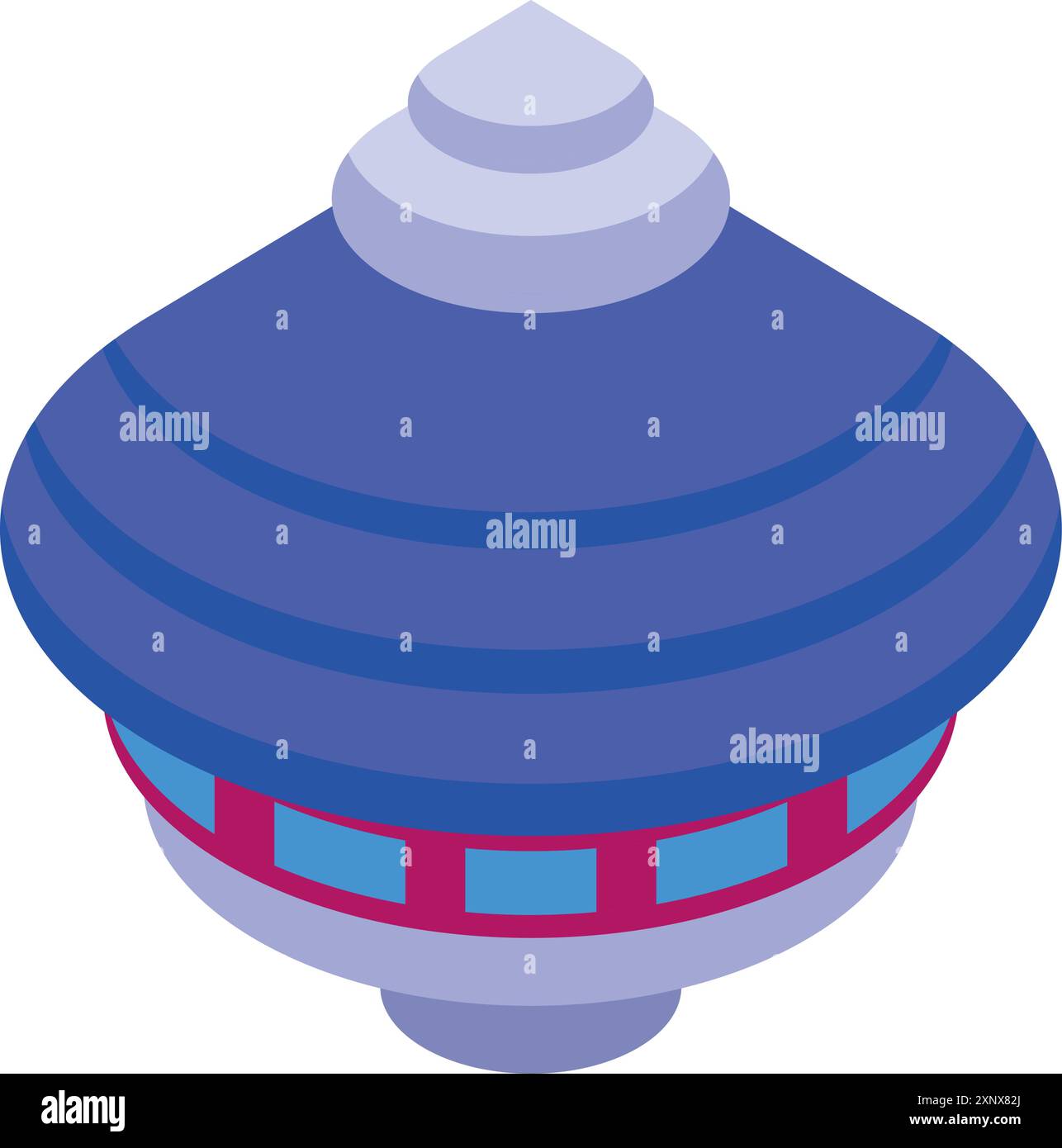 Spinning top toy spinning and balancing on an off white background ...