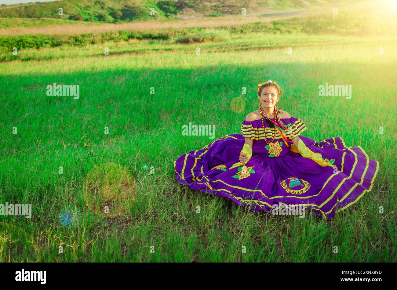 Nicaraguan girl wearing traditional folk costume Stock Photo - Alamy