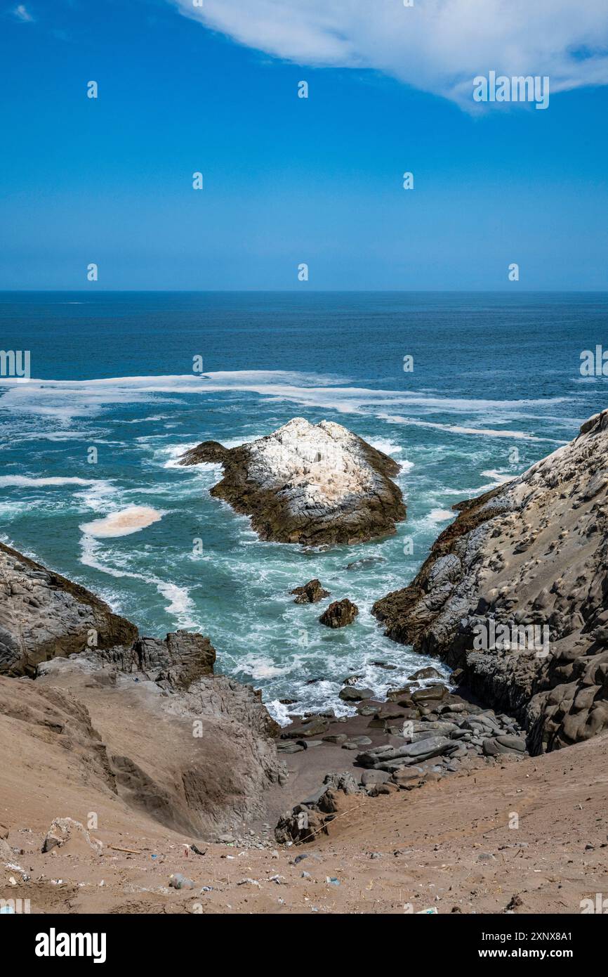 Dry desert seashore of Iquique, Atacama desert, Chile, South America ...